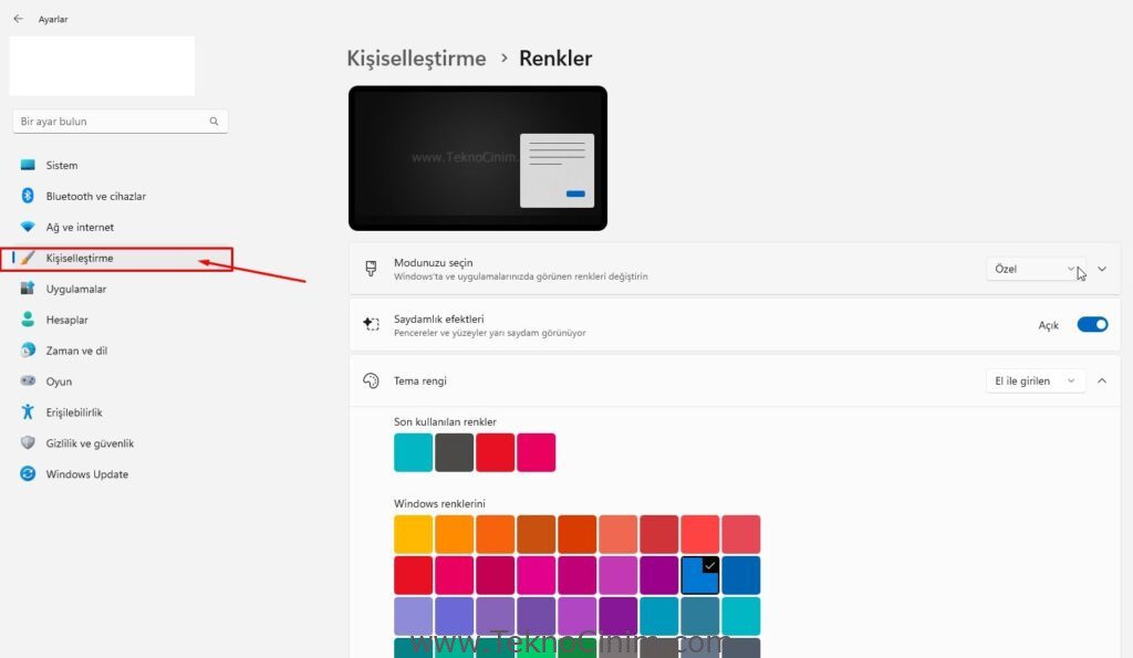 Windows 11 Karanlık Mod Nasıl Etkinleştirilir? - ..:::TeknoCinim:::..