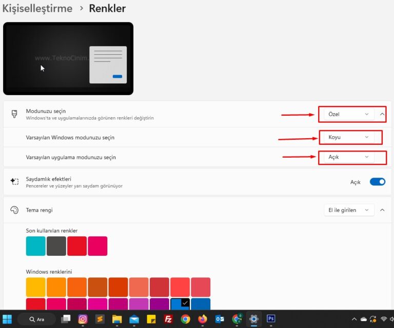 Windows 11 Karanlık Mod Nasıl Etkinleştirilir? - ..:::TeknoCinim:::..